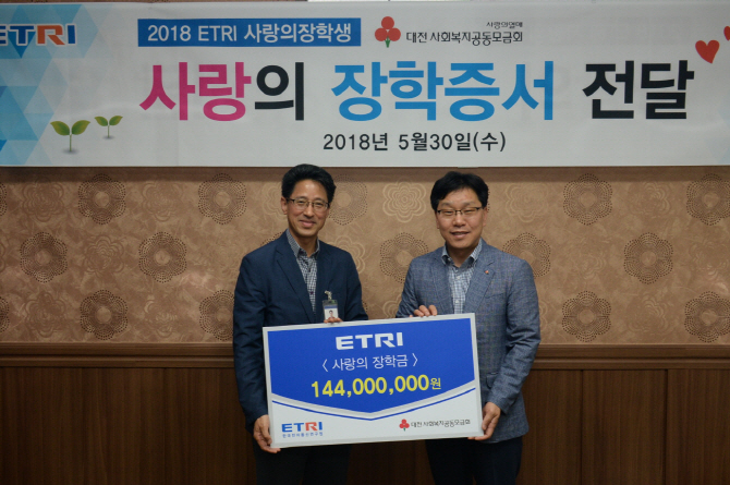 ETRI, 20년간 중·고교생에 29억 장학금 전달